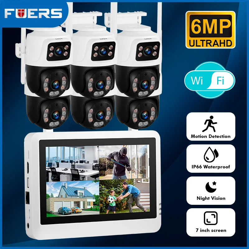 FUERS 7 inch NVR Screen 8CH Wireless NVR Security Outdoor Camera WIFI ...