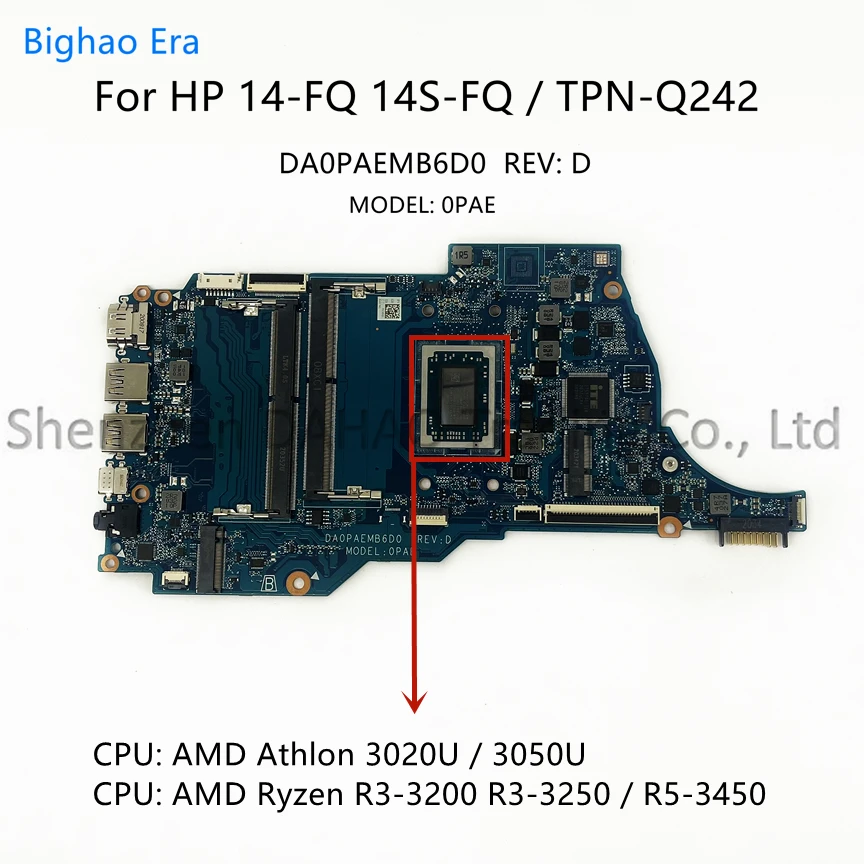 Da0paemb6d0 For Hp 14-fq 14s-fq 14z-fq Laptop Motherboard With Amd R3 ...