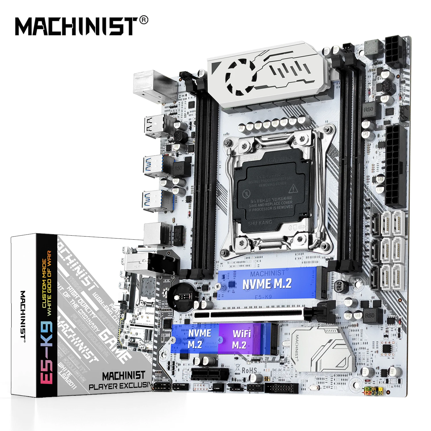 MACHINIST E5-K9 X99 Motherboard LGA 2011-3 Four Channels X99 Chip Support Intel Xeon E5 V3&V4 ...