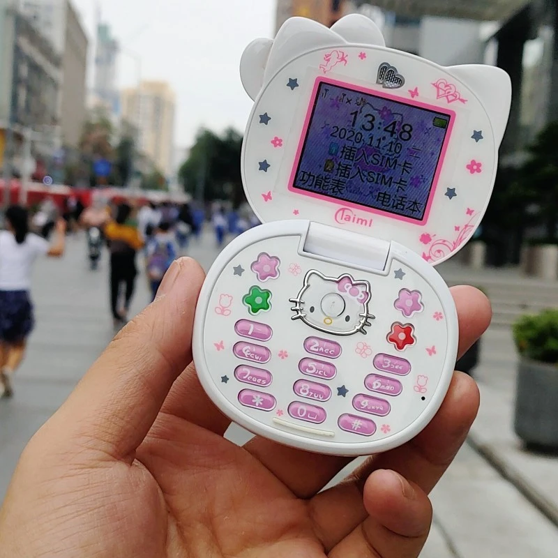 2023 New Kawaii Sanrioed Hello Kitty Flip Phone Cartoon Cute Children ...