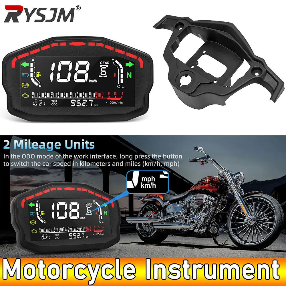 AD Digital Display Instrument Panel 12V Speedometer Motorcycle Bracket ...