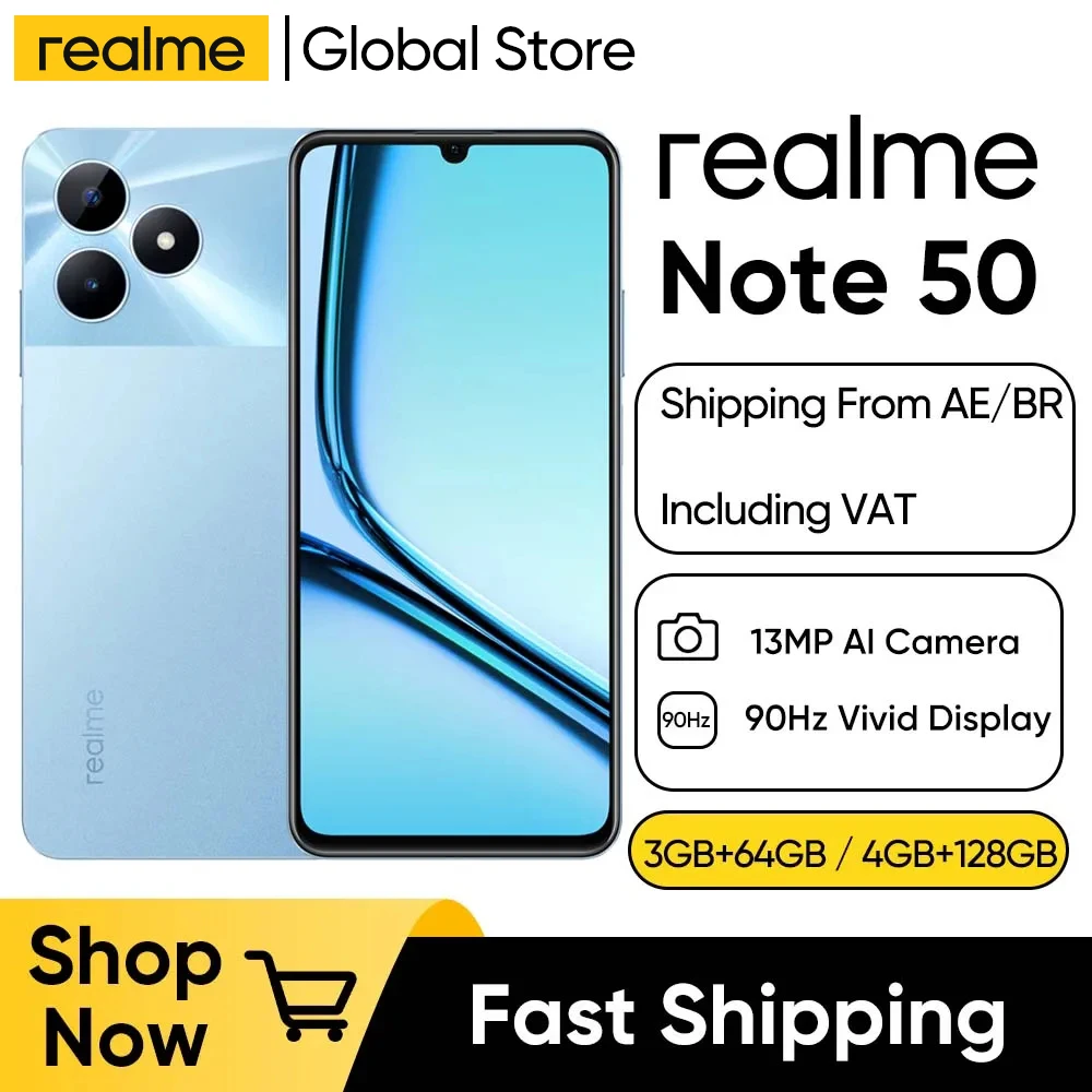 Realme-T-l-phone-portable-Note-50-cran-r-aliste-de-6-74-pouces-90Hz ...
