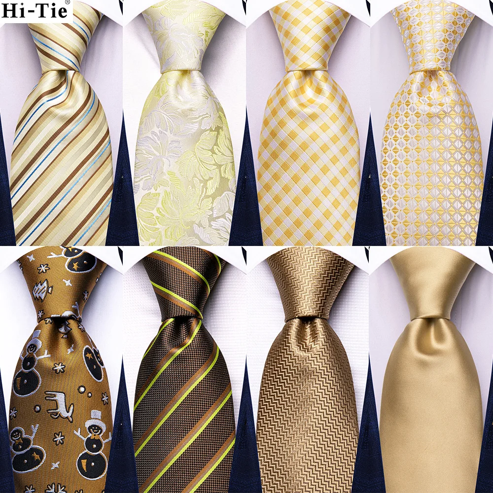 Designer-Plaid-Champagne-Ties-For-Men-Wedding-Party-Necktie-Luxury ...