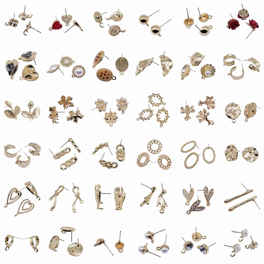 WYSIWYG-10pcs-38-Styls-High-Quality-KC-Gold-Color-Earrings-Pins-Earring ...
