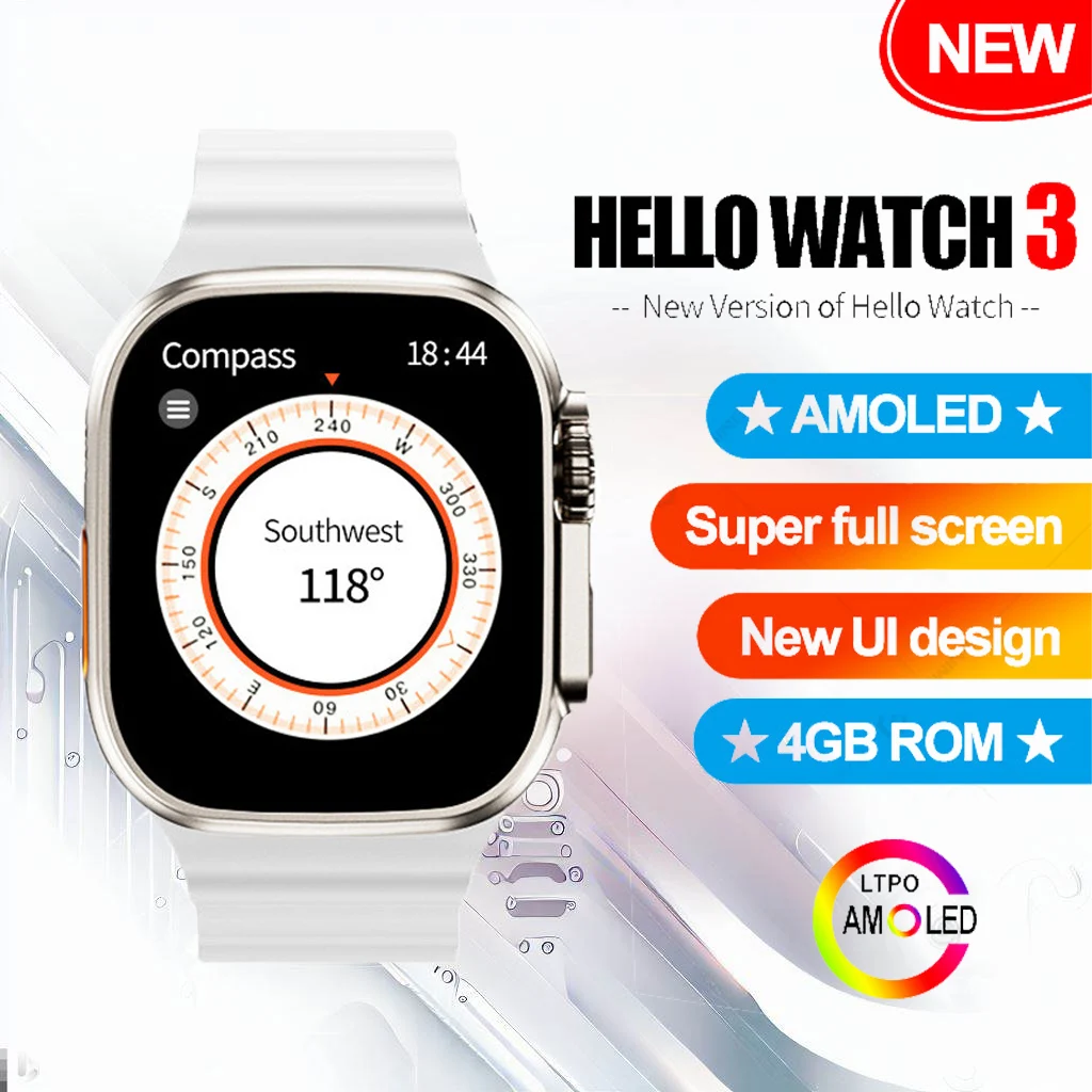 New-2023-Hello-Watch-3-H12-Ultra-Upgraded-AMOLED-Smart-Watch-Series-9 ...