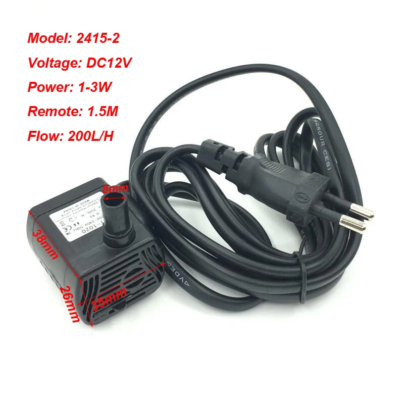 Ultra-quiet 3W AC 220V Water Pump Flow Rate Waterproof Brushless Pump ...