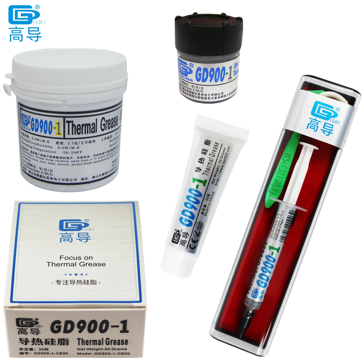 Net Weight 3/30/150 Grams Gray GD900-1 Thermal Conductive Grease Paste ...