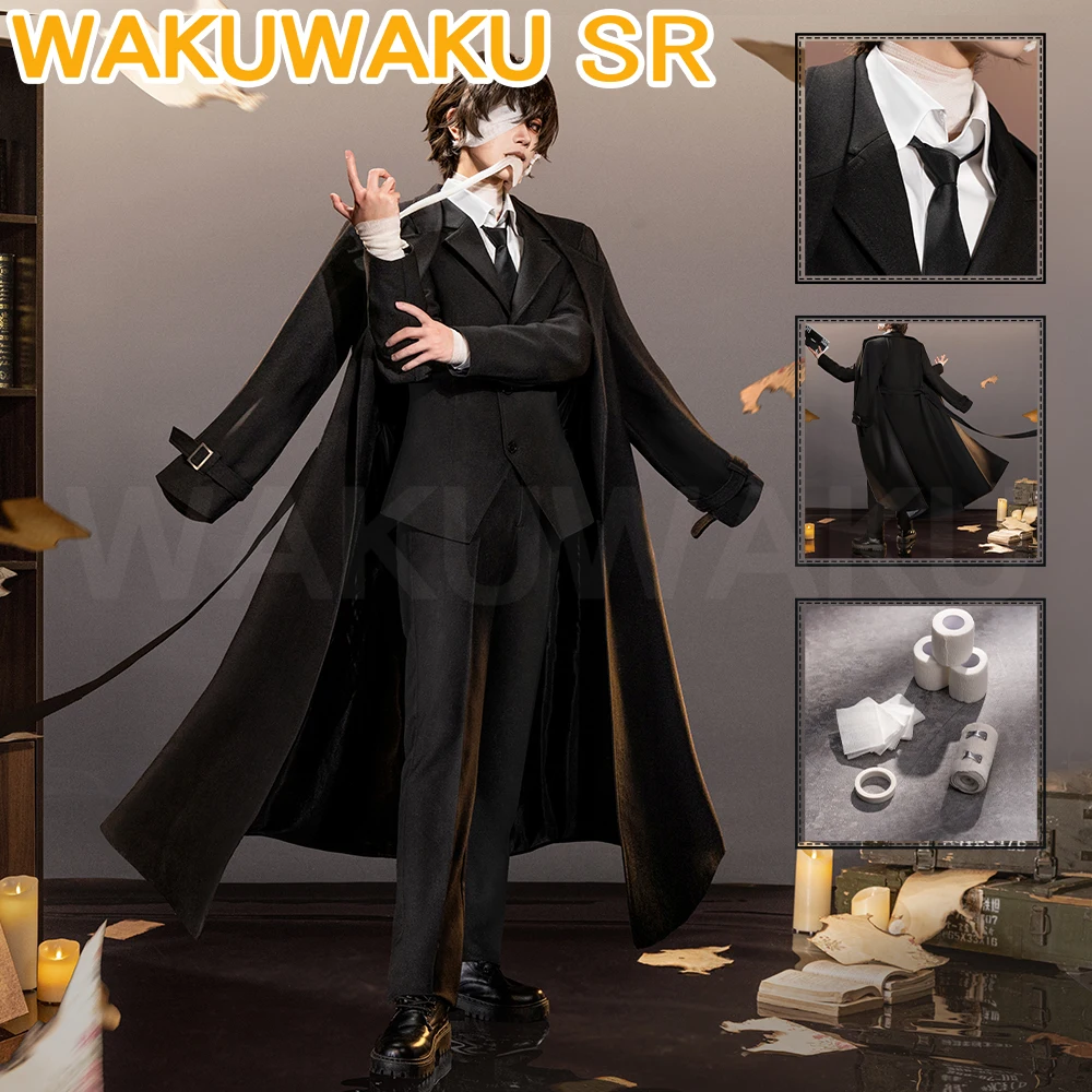 Dazaii Cosplay Costume Anime WakuWaku-SR Men Black Coat Costume Dazaii ...