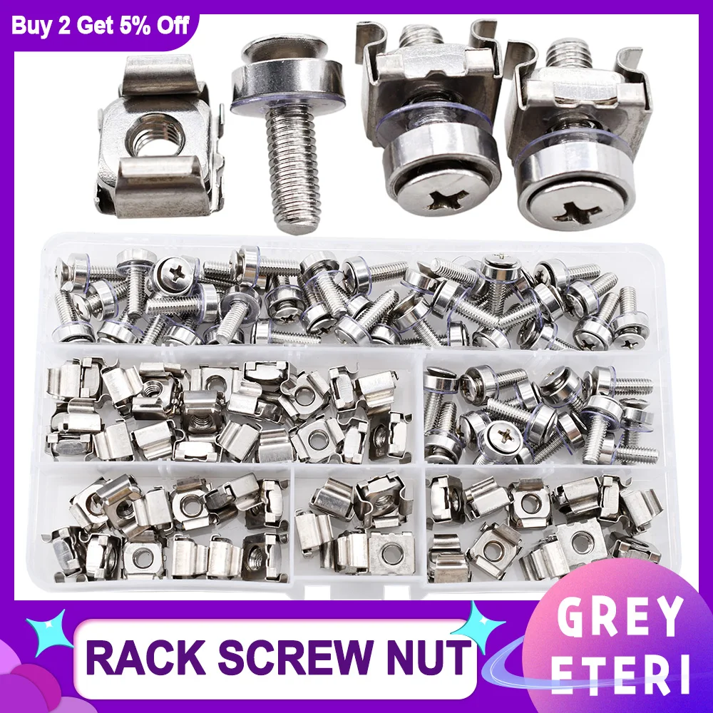 20Set-304-Stainless-Steel-Rack-Mount-Screw-Lock-Nut-Set-Server-Cabinet ...