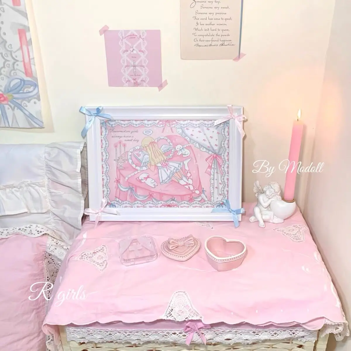 White Photo Frame Display Holder, Cute Poster Stand, Ins Sweet Photo ...