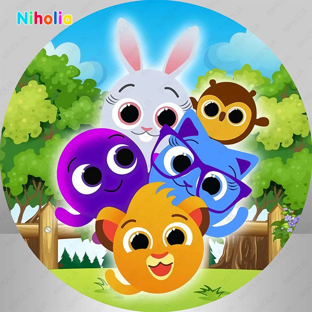 NIHOLIA Bolofofos Photo Backdrop Kids Birthday Circle Photography ...