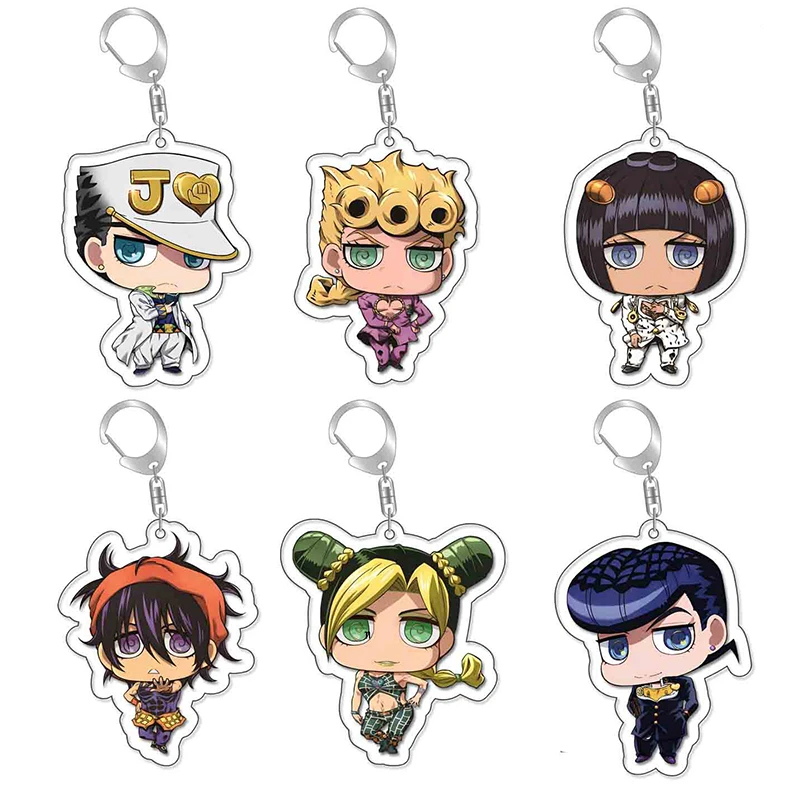 New Anime JOJOS Bizarre Adventure Keychain Cartoon Figure Pendant Key ...
