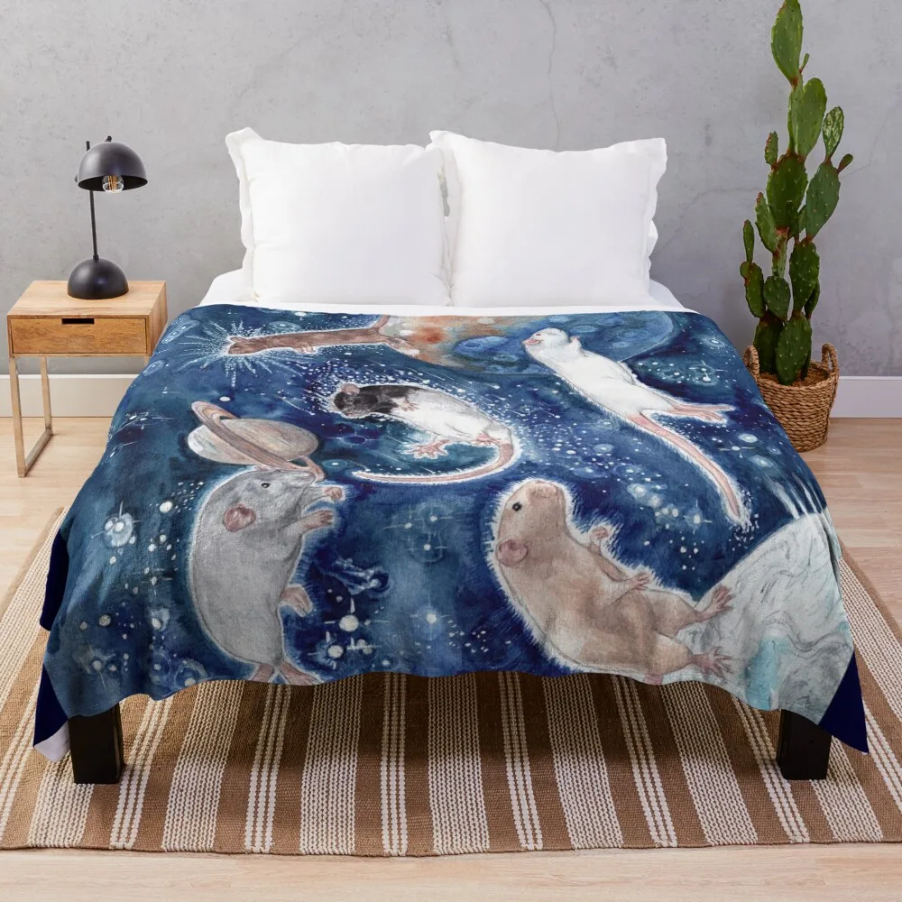 Rats and Stars Spelled Backwards Throw Blanket Mouse Rodents Blanket ...