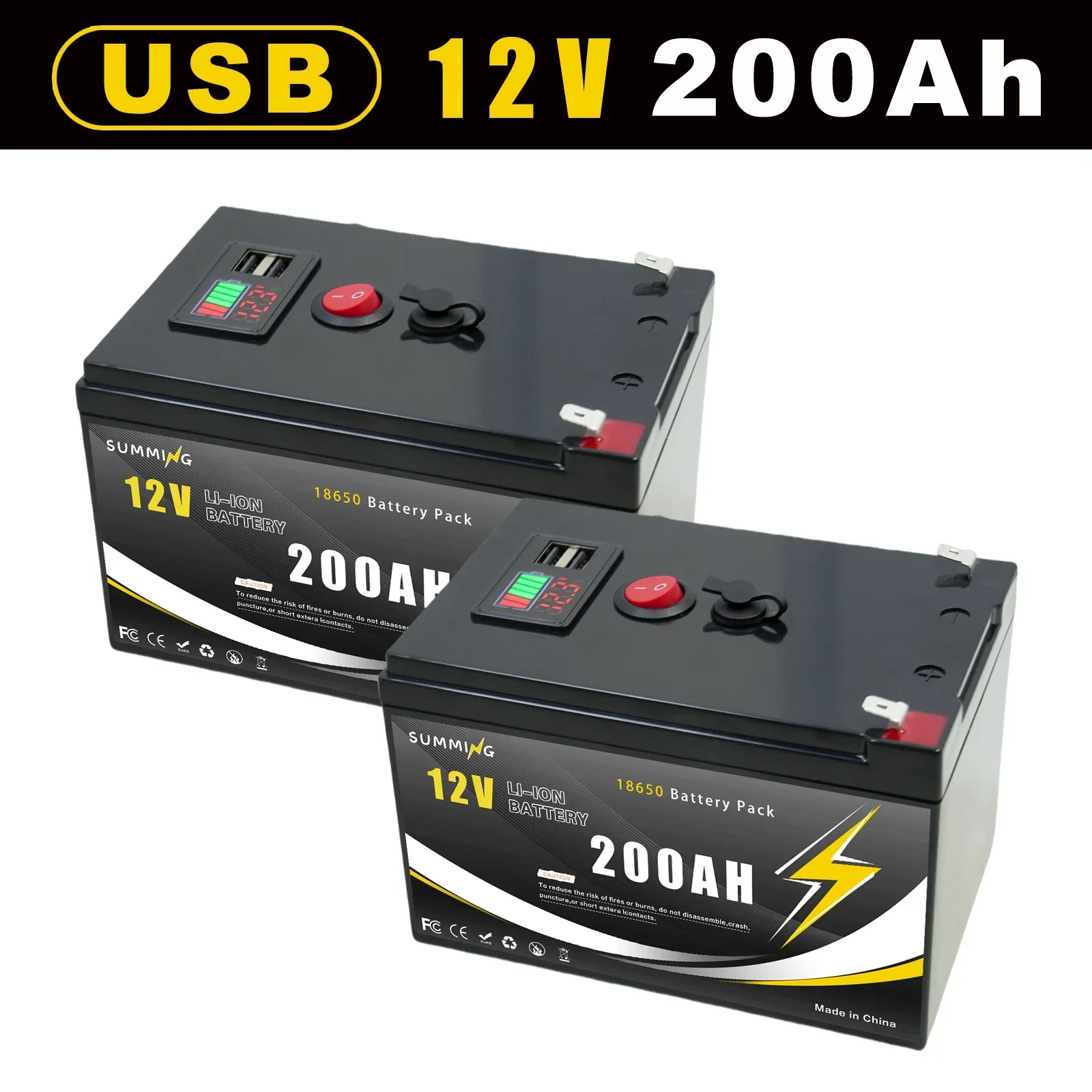 12V 200Ah Lithium LiFePO4 Deep 4000+ Cycles Battery Rechargeable ...