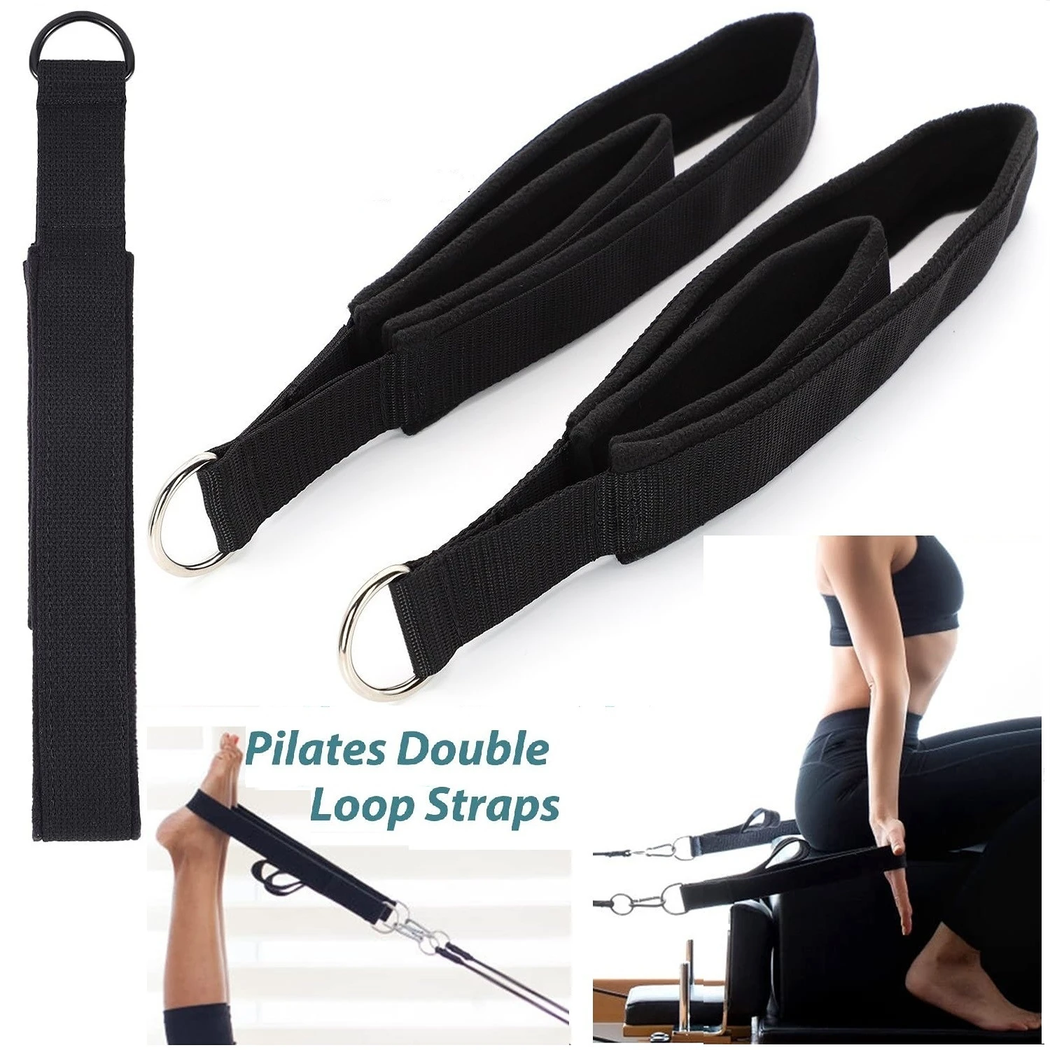 Double Ring Elastic Yoga Pilates Bed Exercise Accessory Ankle Buckle ...
