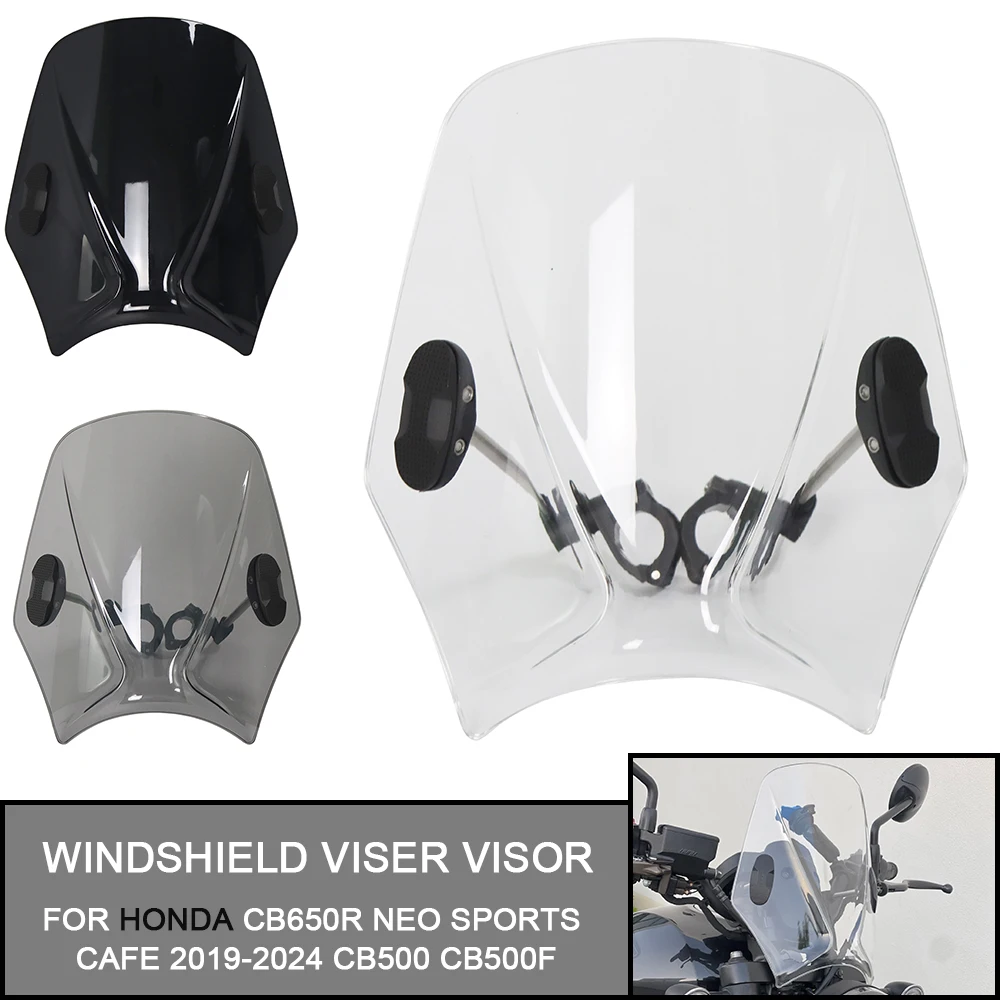 Motorcycle Windshield Round Headlight Street Bikes Windscreen Scree For ...