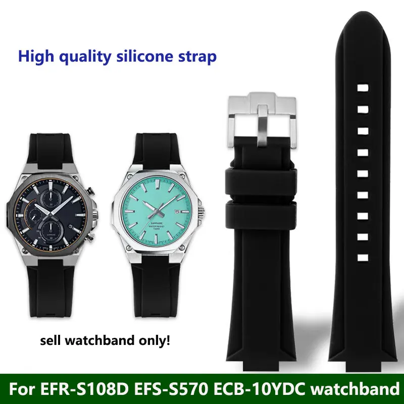 Men's silicone wristband for Casio EFR-S108D EFS-S570 ECB-10YDC ...