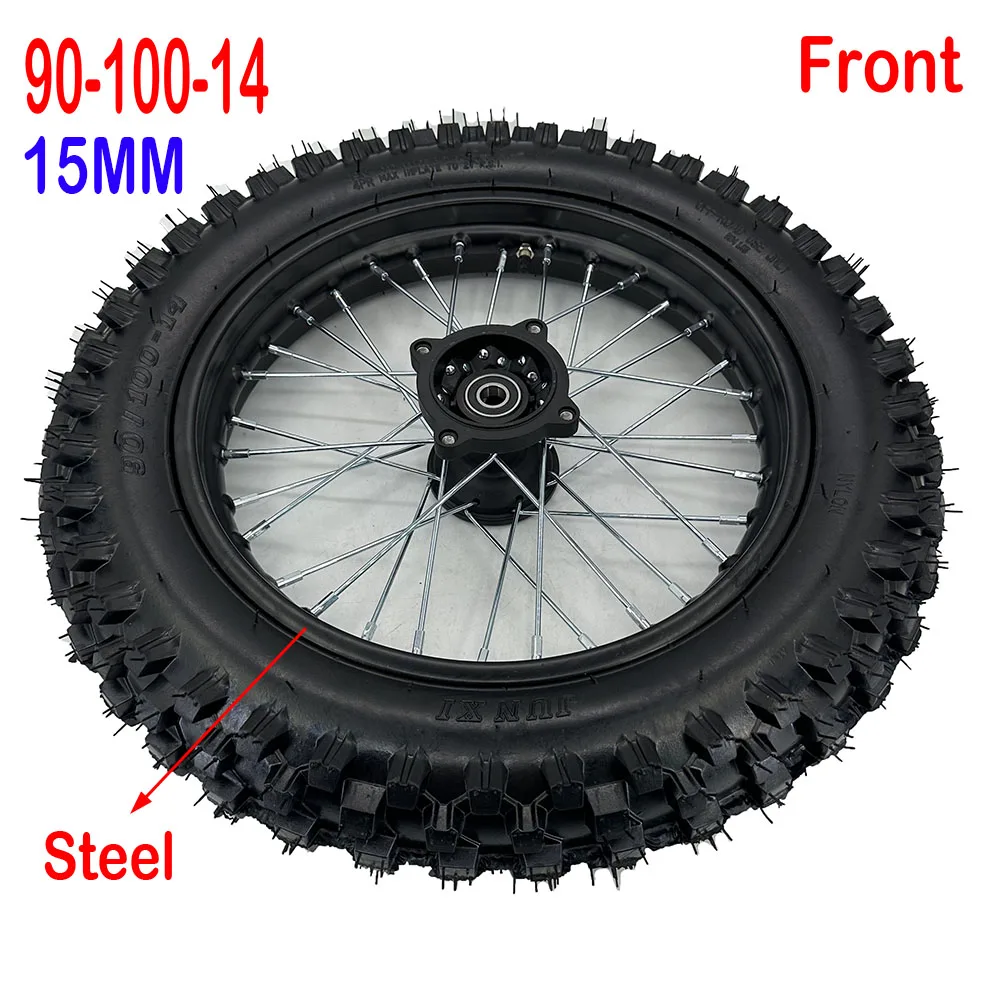 Front-Or-Rear-Wheel-90-100-14-Dirt-Tire-With1-85-14-Inch-Steel-Circle ...