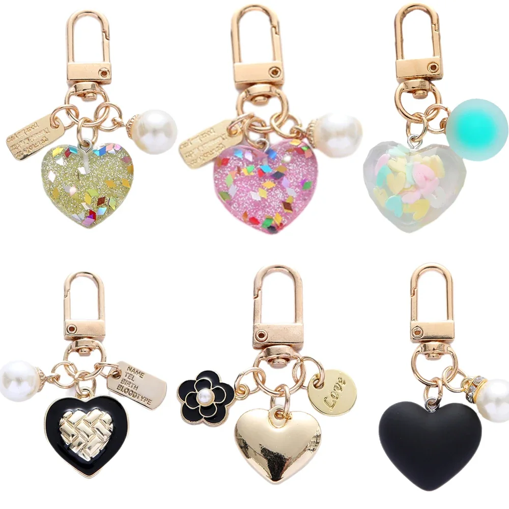 1-Pcs-Love-Key-Chain-Fashion-Heart-Shape-Key-Ring-Shiny-Chip-Filling ...