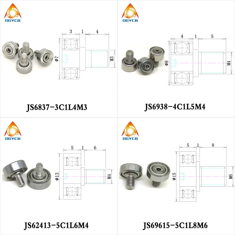 1pcs-15mm-Diameter-696-External-Thread-Bearing-Wheel-JS69615-5C1L8M6 ...