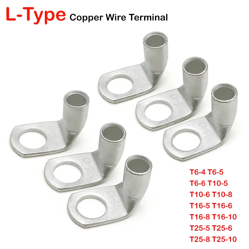 10-30-50pcs-L-type-Wire-Terminal-Right-Angle-90-Degree-Bend-Nose-T6-10 ...