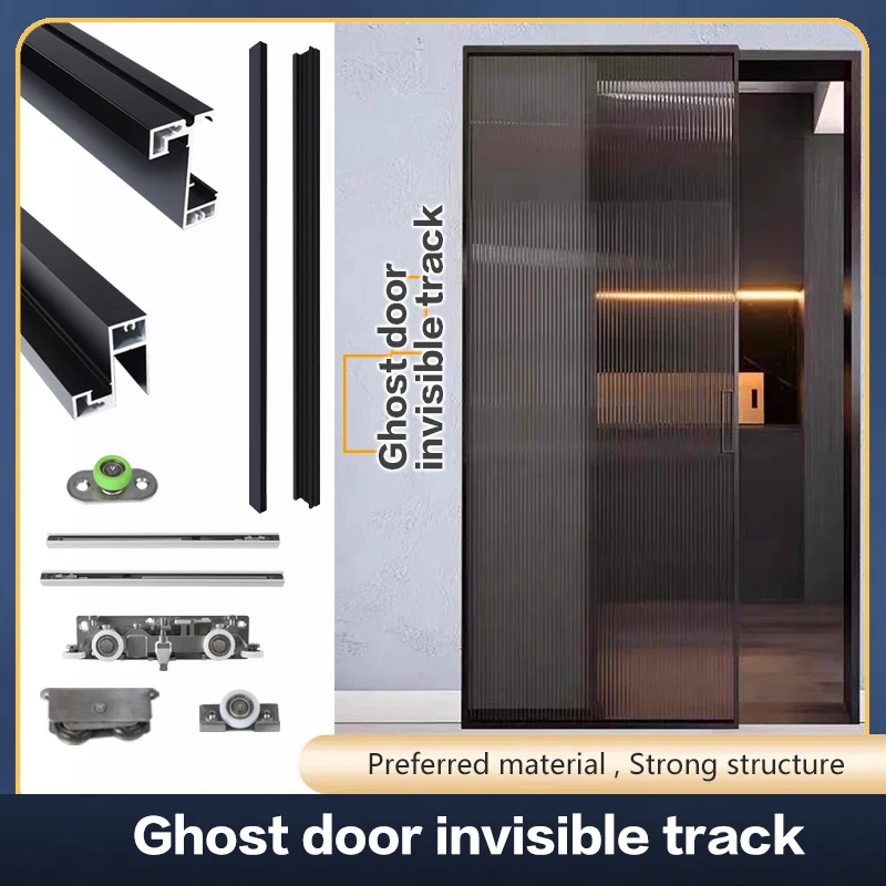 Trackless Aluminum Frame Glass Ghost Door Aluminum Alloy Sliding Door ...