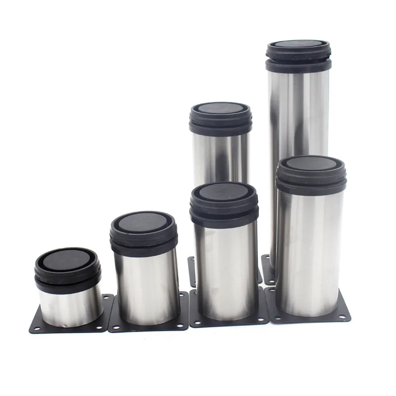 Stainless-Steel-Adjustable-Cabinet-Feet-Round-Tube-Metal-Thickened-Bed ...
