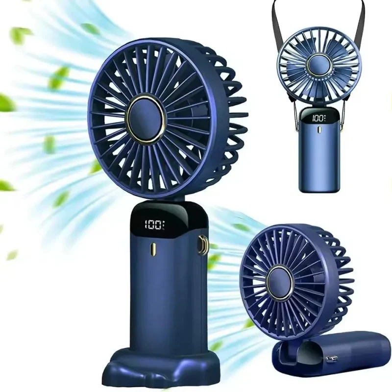 Handheld Mini Fan Foldable Portable Neck Hanging Fans 5 Speed USB ...