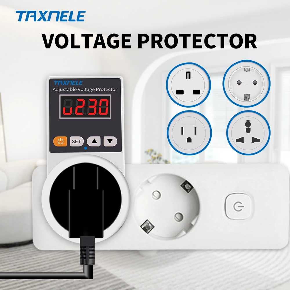 Automatic Voltage Protector Socket AC 220V Adjustable 16A Power Surge ...