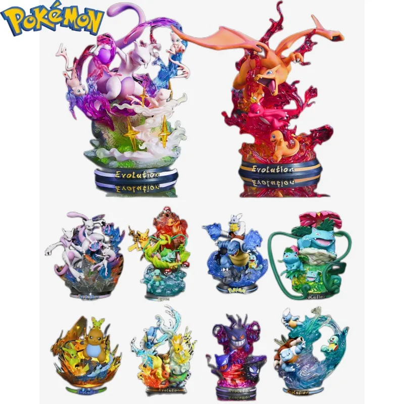 Figura-de-Pok-mon-Evolution-Mewtwo-Charizard-Dragonite-Blastoise-Venusaur-Gengar-luz-Led-figura ...