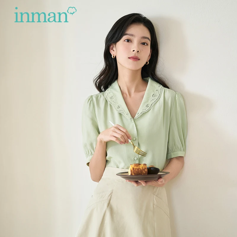 INMAN-Chemisier-manches-bouffantes-pour-femme-organza-col-brod-haut ...