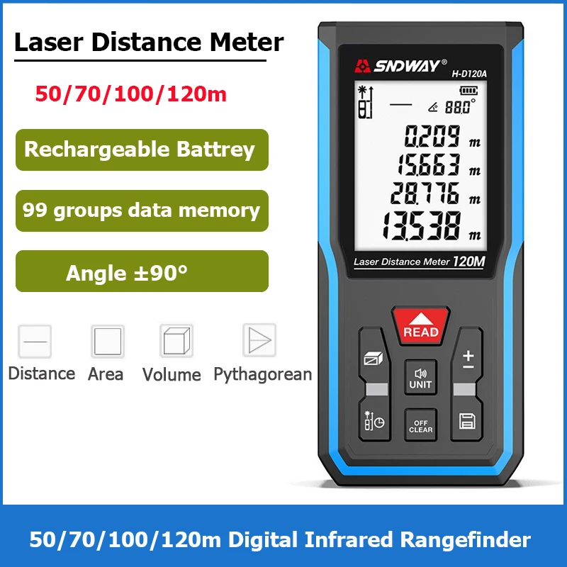 Laser-Distance-Meter-50-70-100-120m-Digital-Infrared-Rangefinder-USB ...