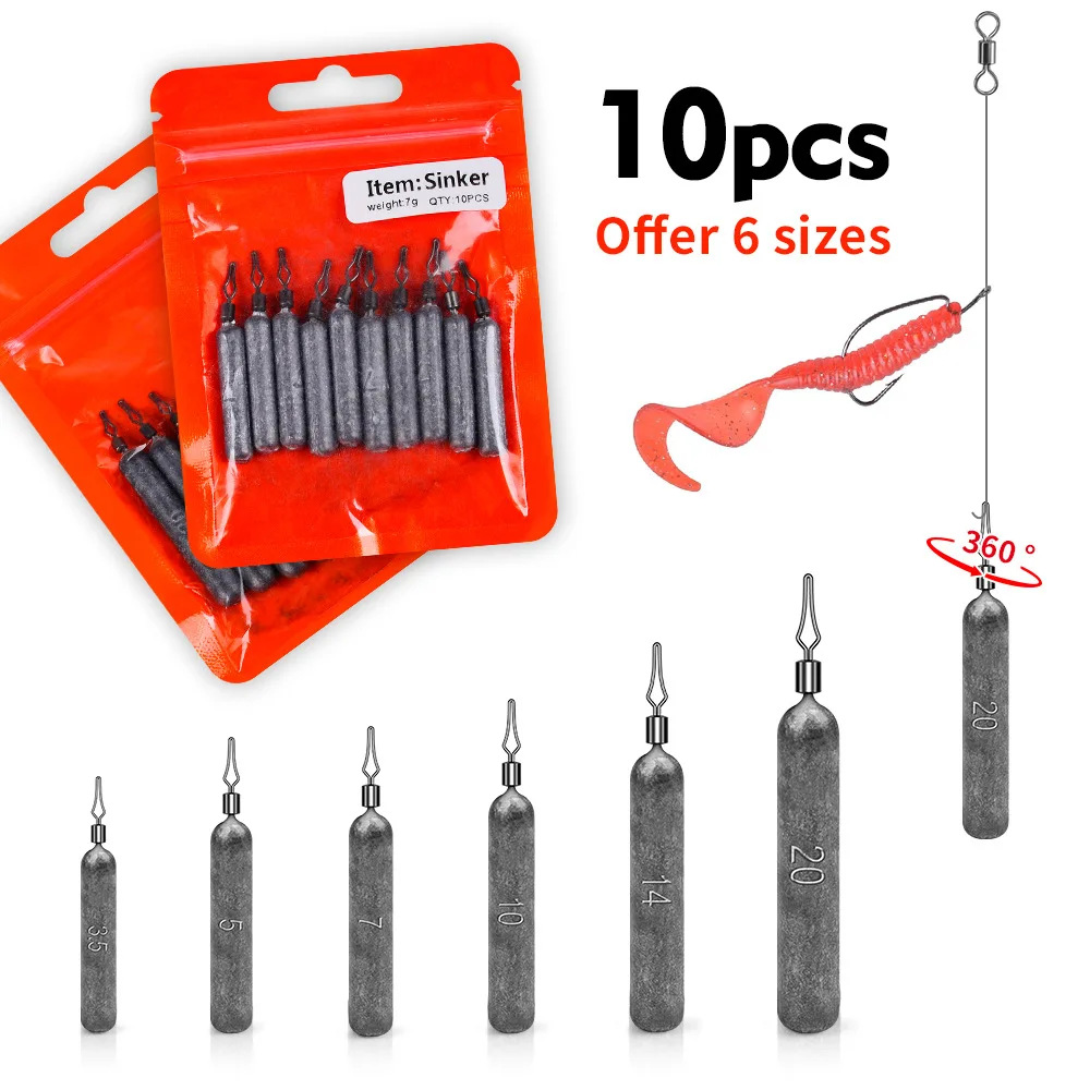 Deepsea-10pcs-Fishing-Sinkers-Drop-Shot-Weights-Pencil-Sinkers-Perfect ...