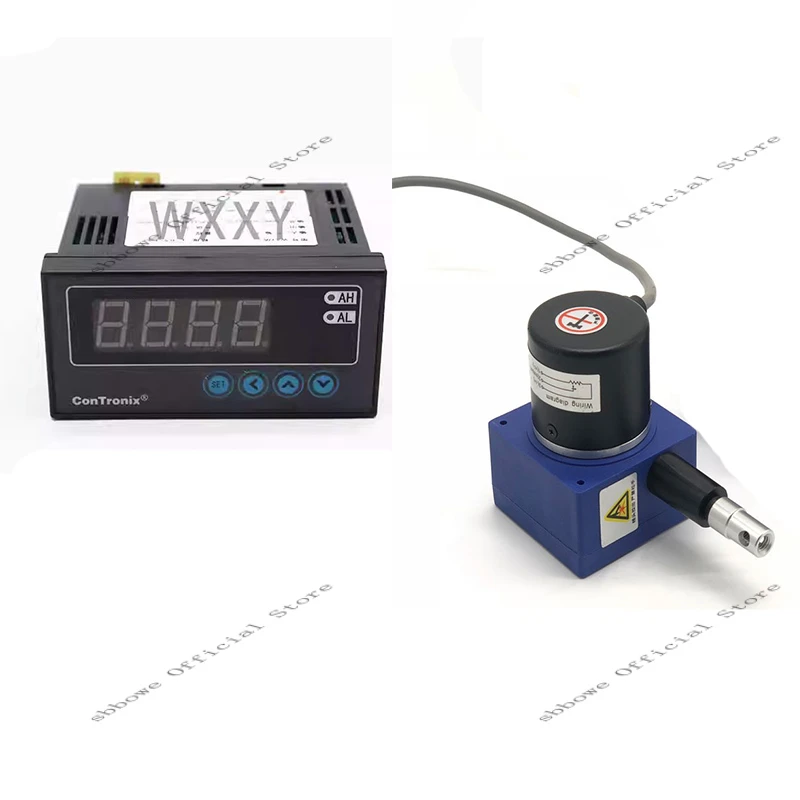 Cable Displacement Sensor + Digital Display Instrument Set Pull Rope Electronic Ruler Wire ...