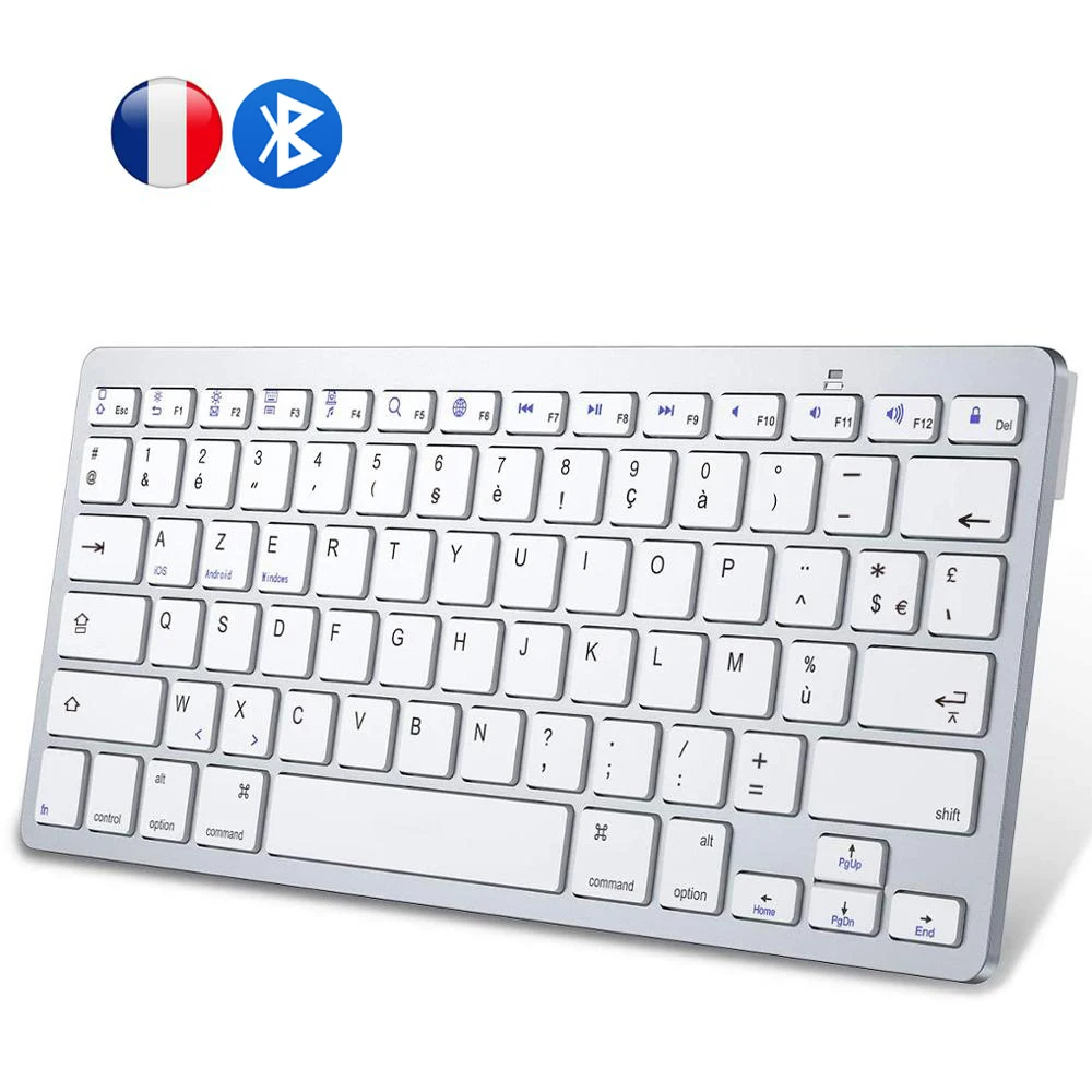 French-AZERTY-Layout-Bluetooth-Keyboard-Light-Portable-Slim-Wireless ...
