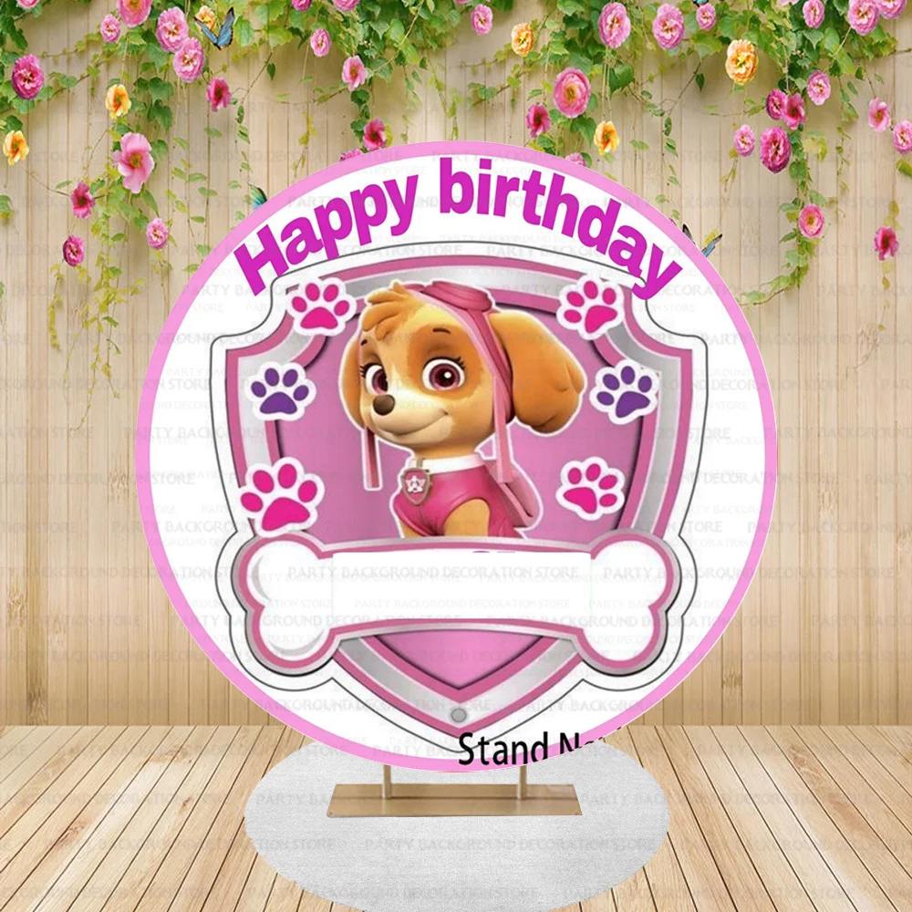 Girl-Skye-Paw-Patrol-Birthday-Backdrop-Pink-Lovely-Rubble-Round-Chase ...