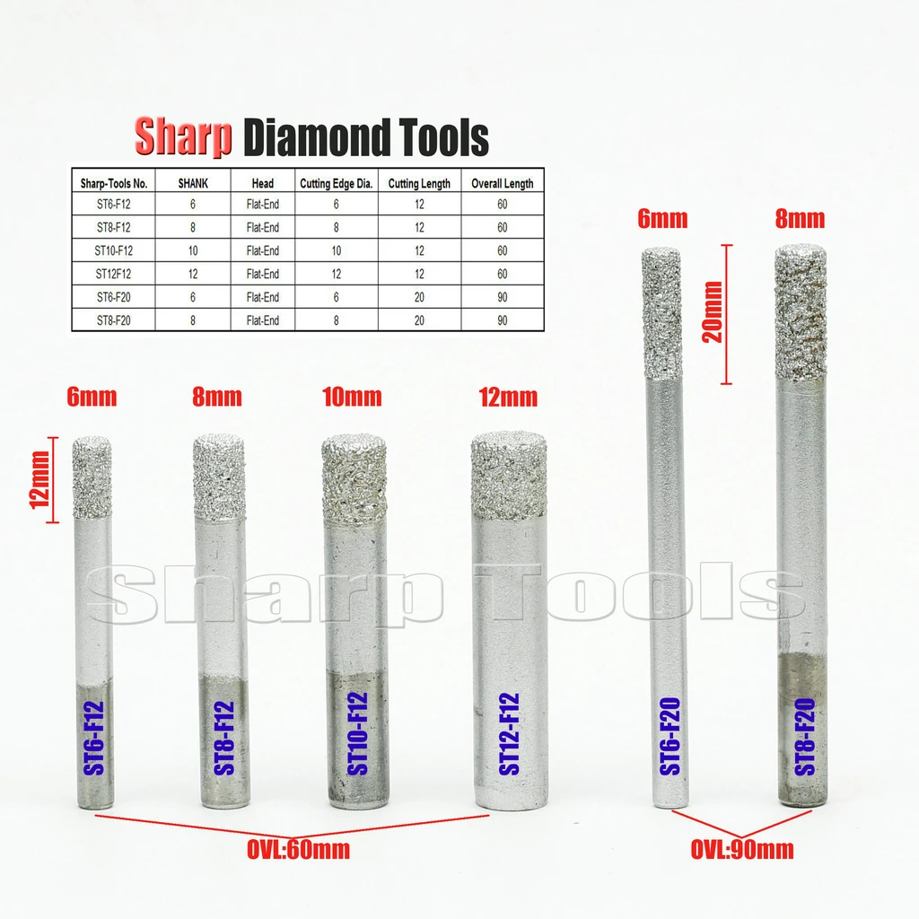 6x20x90l Straight Engraving Cutter Stone Router Bits Cnc Diamond ...