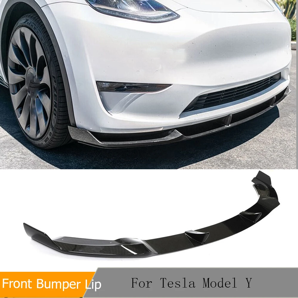 Dry Carbon Front Bumper Lip Spoiler For Tesla Model Y Sport Utility ...