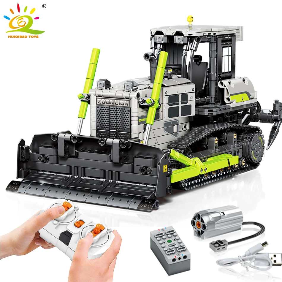 HUIQIBAO 1285pcs RC Bulldozers Truck High-Tech Building Block Remote ...