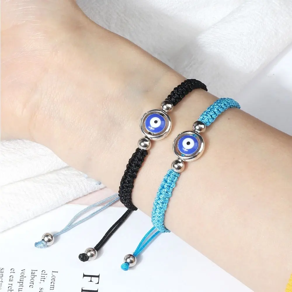 Cool Demon Eye Braided Bracelet Small Bead Multi Color Thread Couple ...