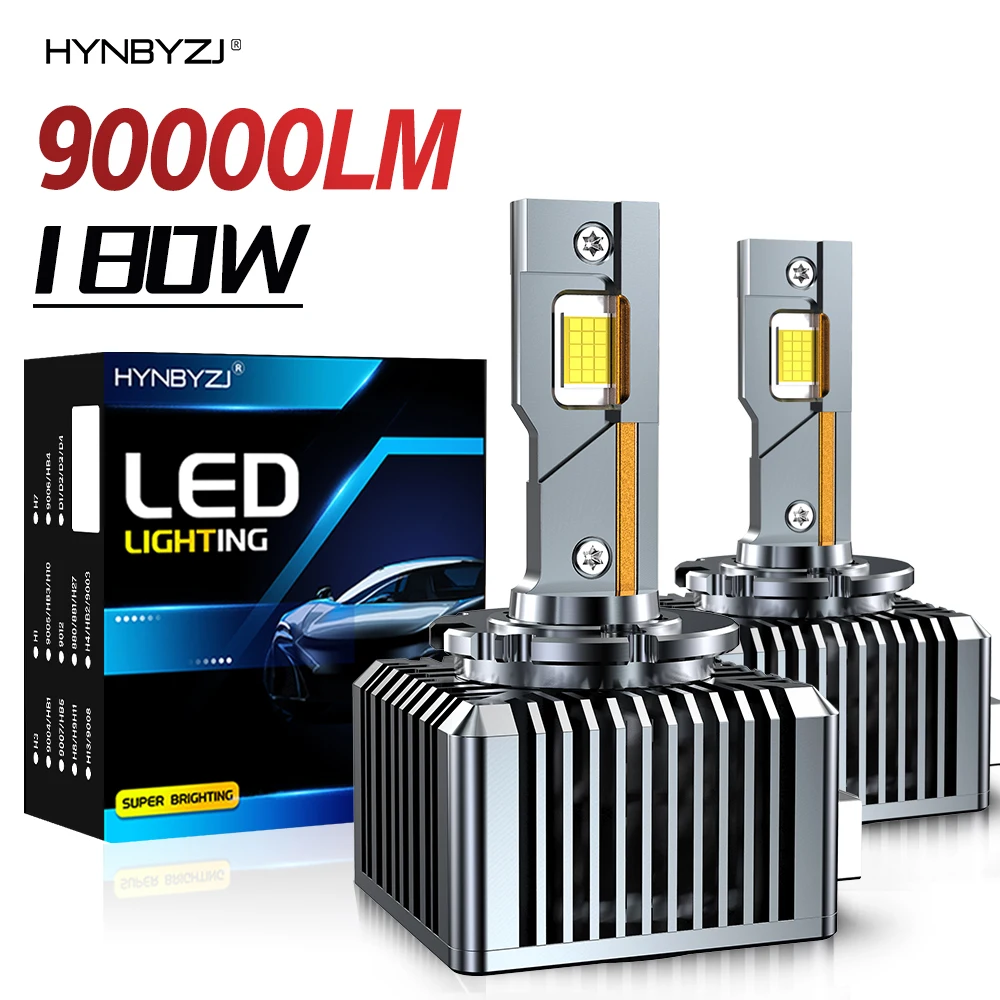 Hynbyzj 터보 자동차 전구 양면 Csp 칩 램프 D3s D1s Canbus Led 헤드라이트 180w 90000lm D2s D4s D8s D1r D2r