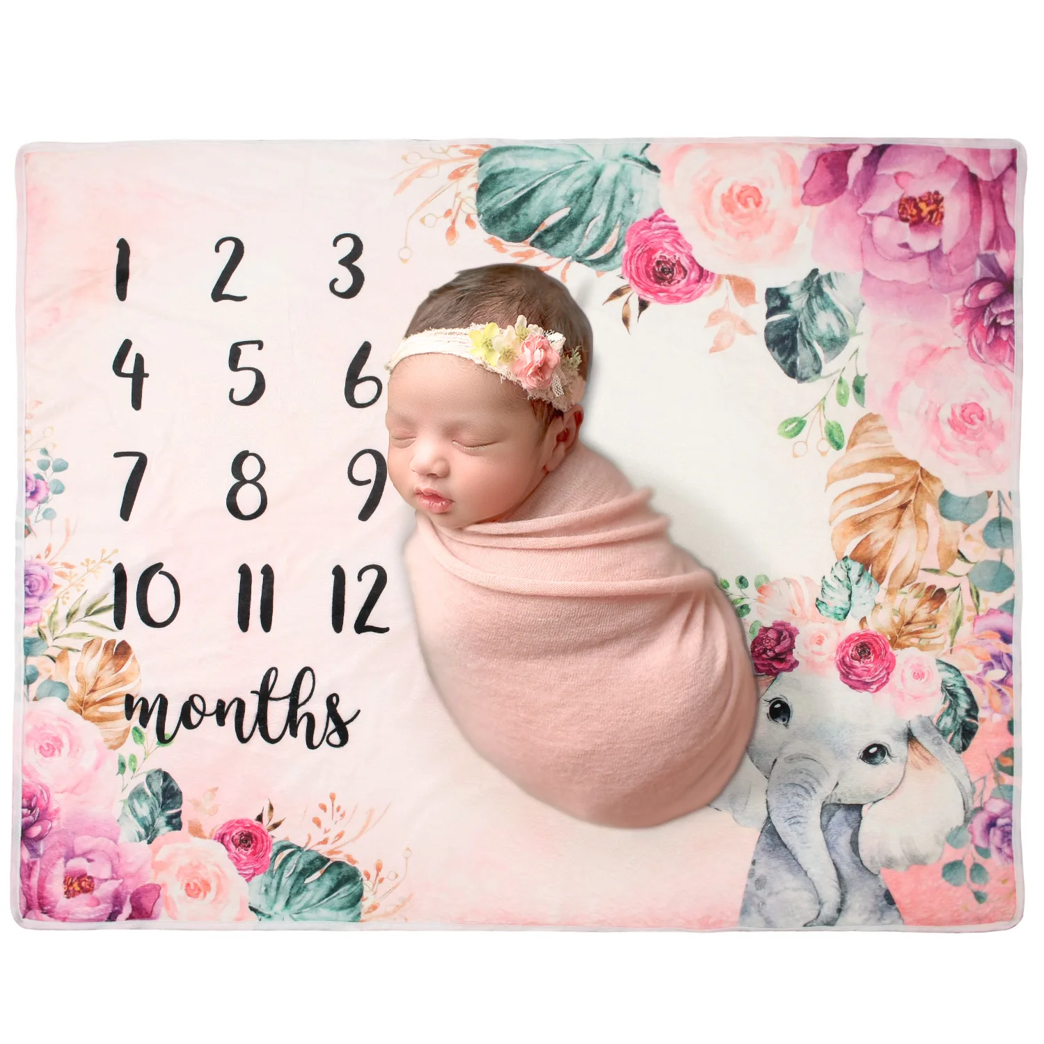 Newborn Baby Monthly Growth Milestone Blanket Photography Accessory ...
