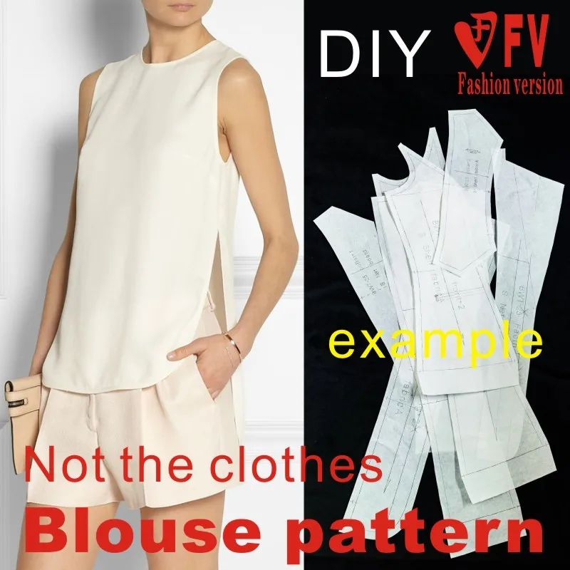 DIY handmade clothing sewing design pattern to map custom women's shirt ...