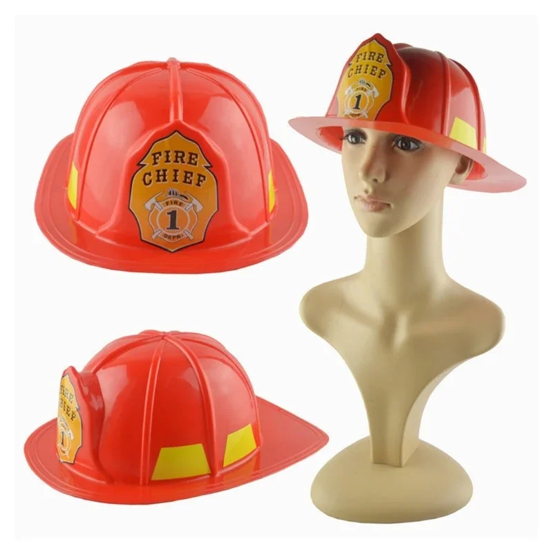 Adults-Kids-Plastic-Red-Firefighter-Hat-Children-Fireman-Helmet-Cosplay ...