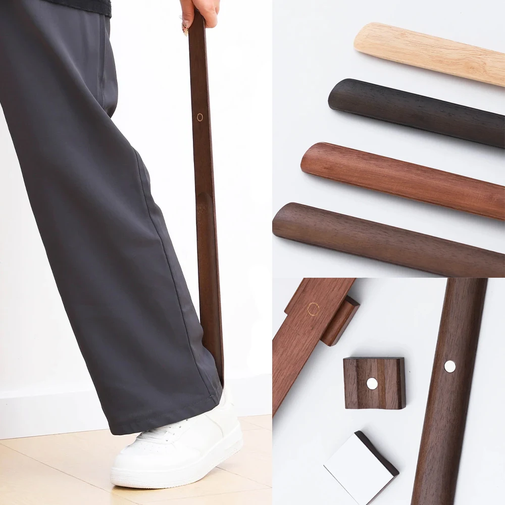 Wooden Shoehorn Beech Wood 55cm Long Handle Shoe Horn Magnetic Base No ...