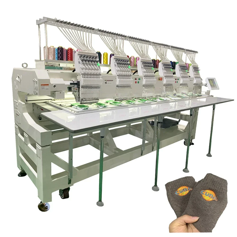 1200 RPM Multi needles 6 heads sewing monogram embroidery machine ...