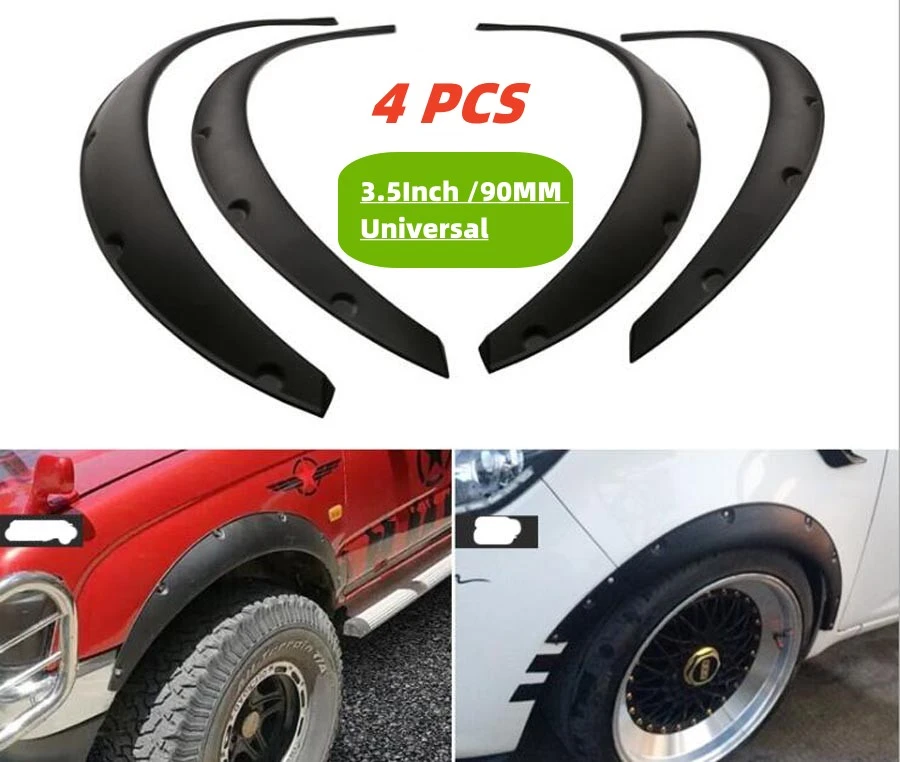 4Pcs 3.5"/90mm Universal Flexible Car Fender Flares Extra Wide Body ...