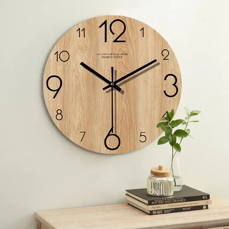 12-Inch-Vintage-Wood-Grain-Simple-Wall-Clocks-Modern-Home-Decoration ...