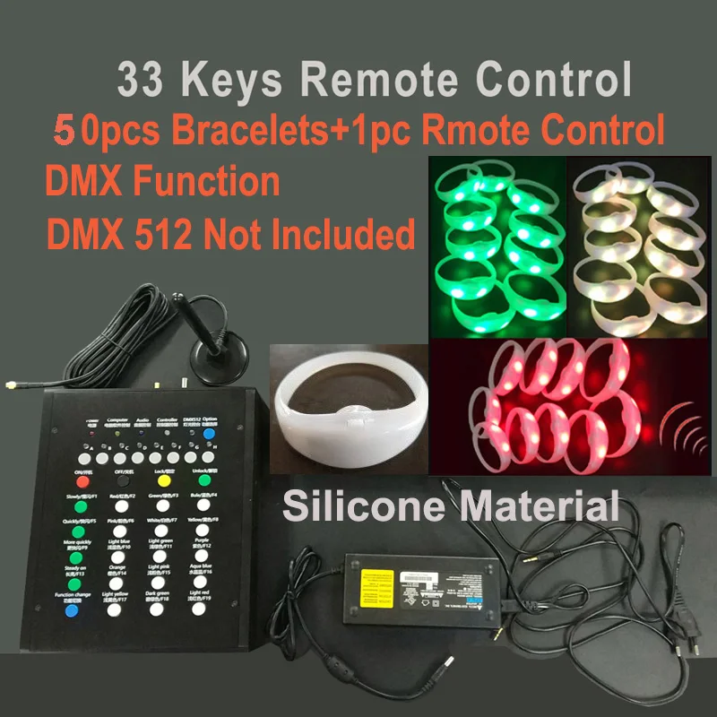 Pulseras Led de silicona TPU DMX, pulseras brillantes para fiesta en ...
