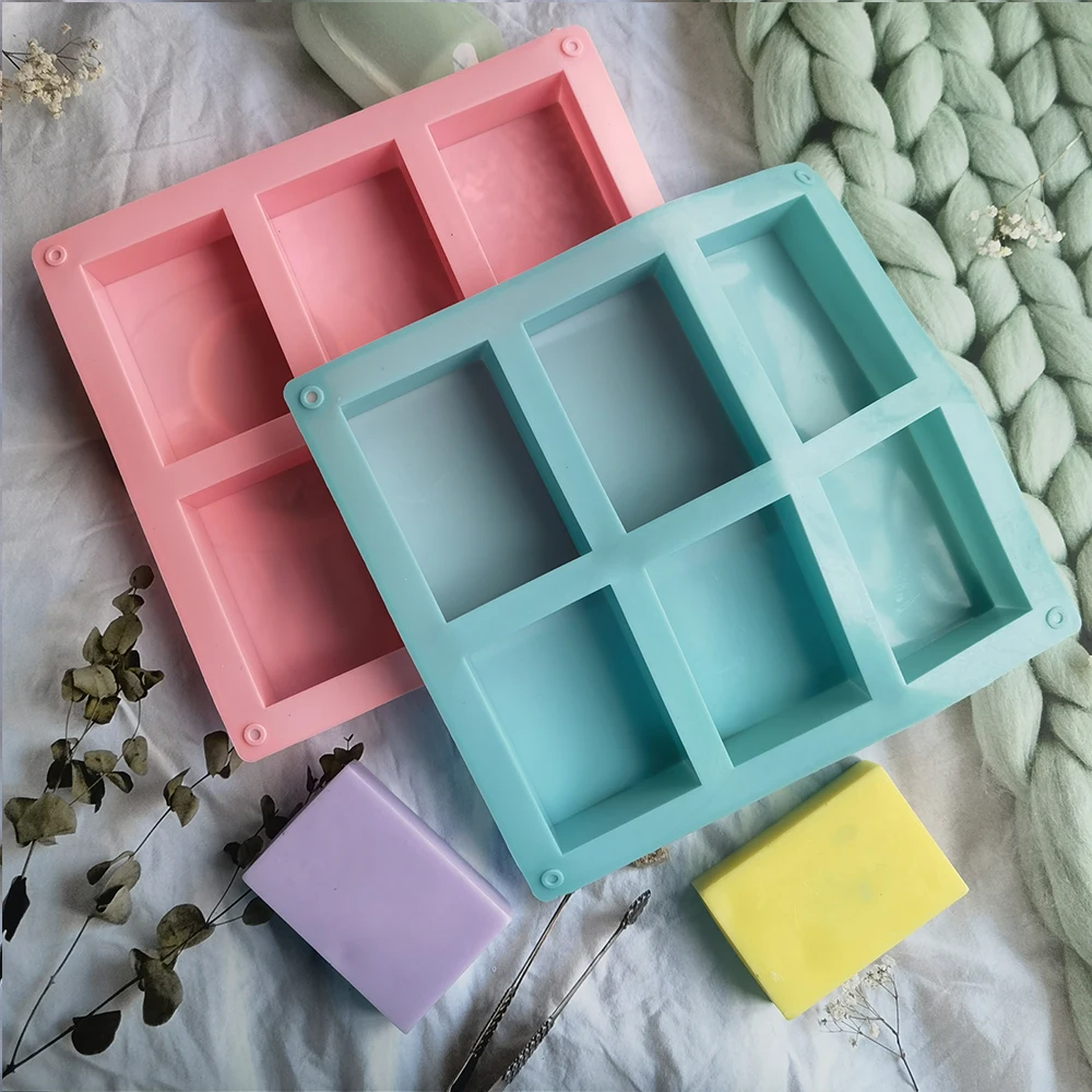 6-cavidade-quadrada-moldes-de-silicone-sab-o-diy-artesanal-sab-o-molde ...
